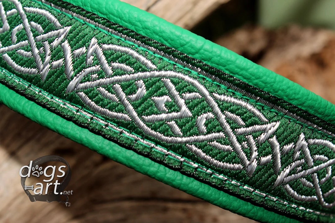 Irish Dog Collar Leather, Celtic Knot, Adjustable With Buckle Metal ...