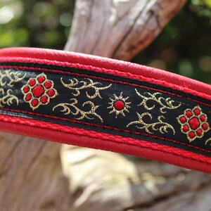 Red Dog Collar Leather, Gold Metallic Sparkly, Custom Handmade, Buckle ...