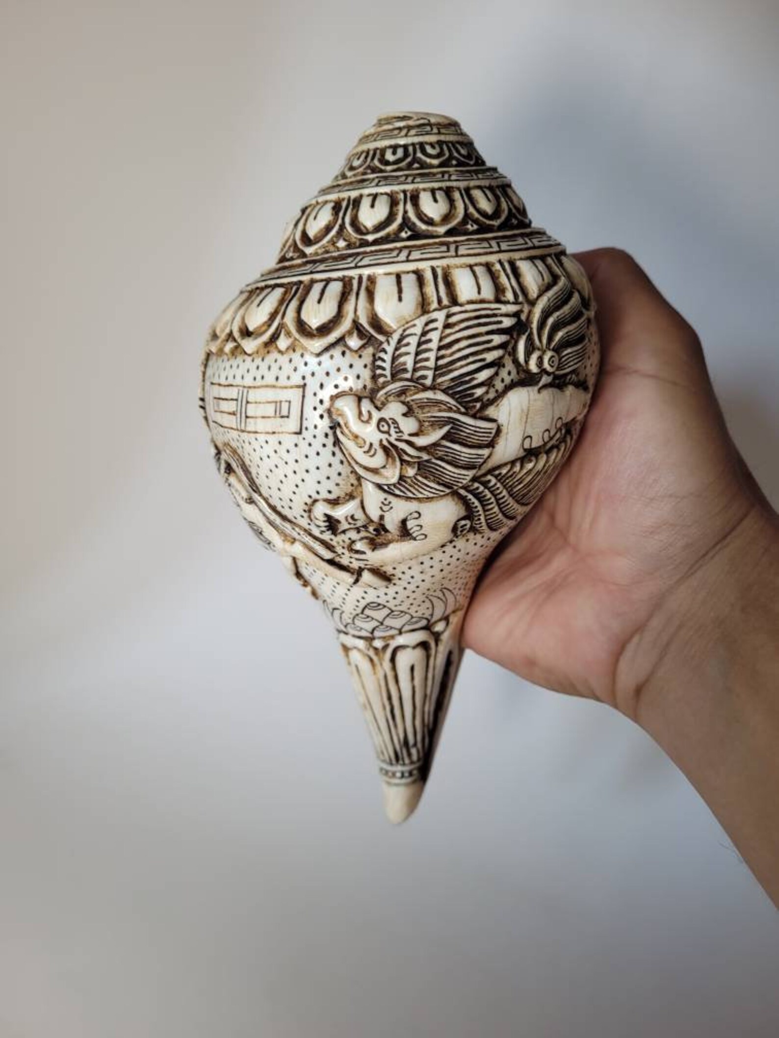 Vintage Conch Shell Antique Style Conch Shell Tibetan Buddhist Ritual ...