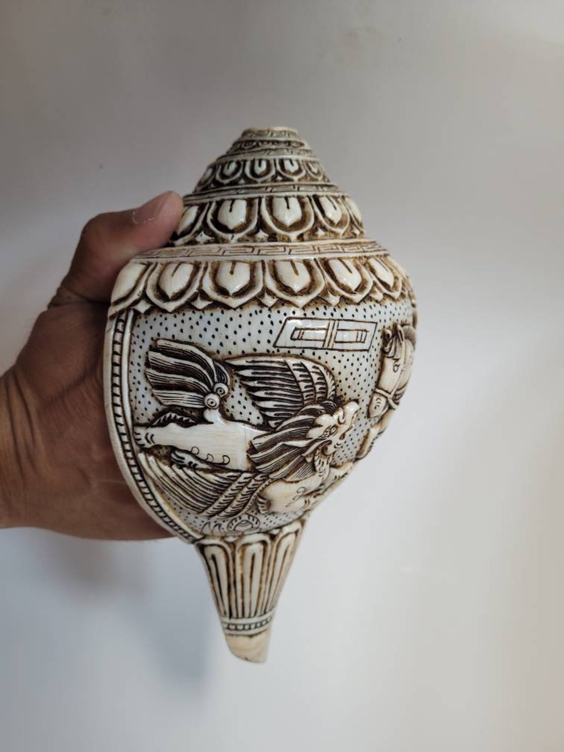 Vintage Conch Shell Antique Style Conch Shell Tibetan Buddhist Ritual ...