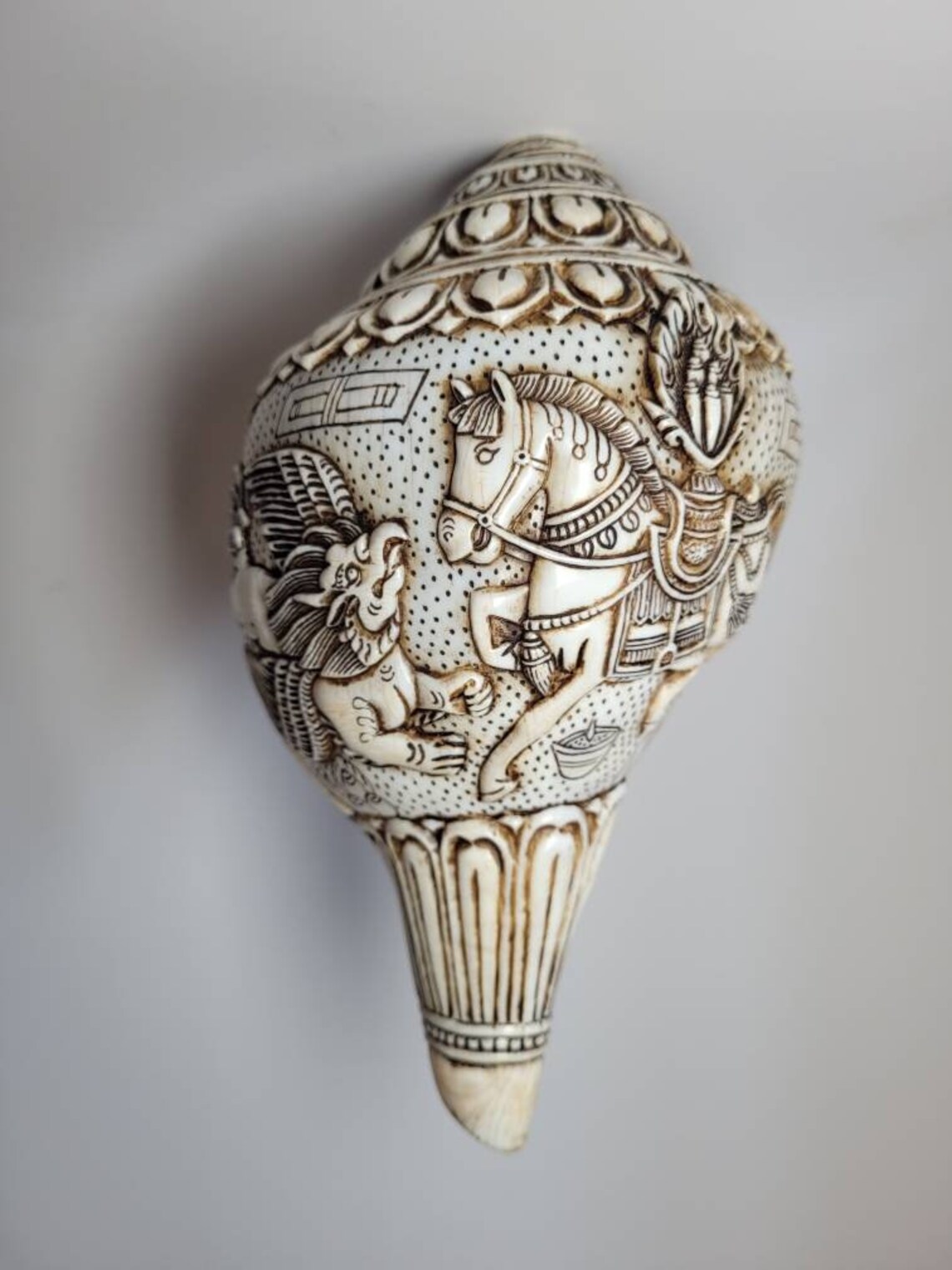 Vintage Conch Shell Antique Style Conch Shell Tibetan Buddhist Ritual ...