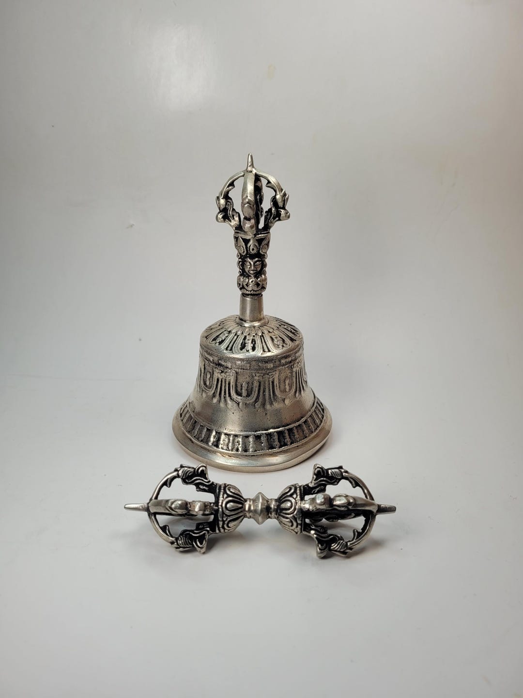 Silver Plated Bell and Vajra | Bell and Dorjee | Buddhist Bell & Vajraa ...