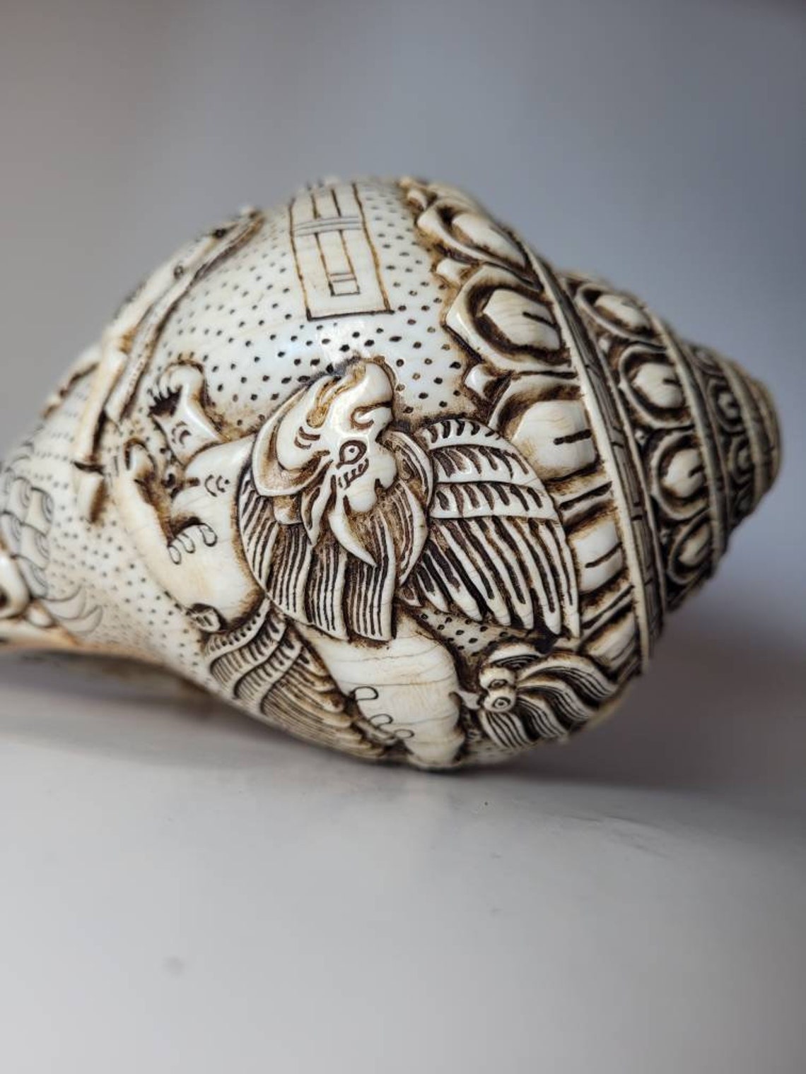 Vintage Conch Shell Antique Style Conch Shell Tibetan Buddhist Ritual ...