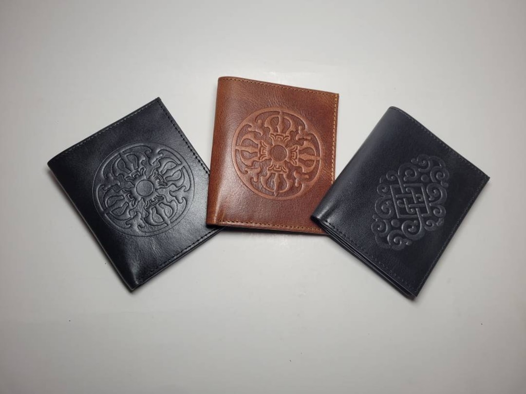 Tibetan Design Leather Wallet - Etsy
