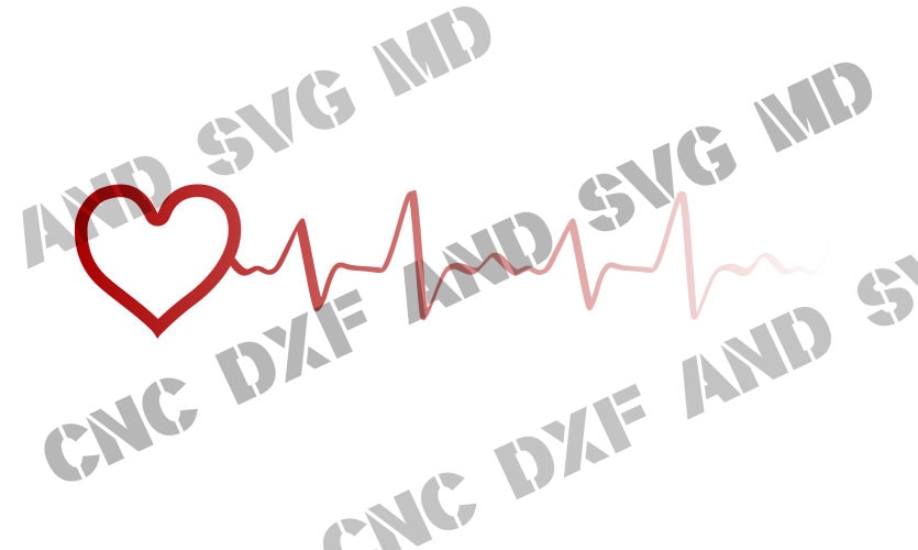 Heart Border With Heartbeat Start SVG and DXF for CNC Plasma and ...