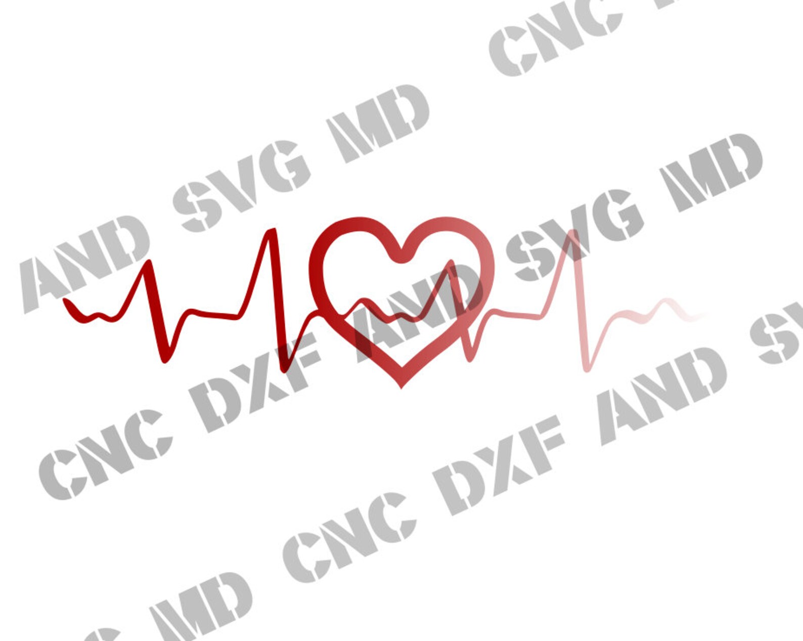Heart Border With Heartbeat SVG and DXF for CNC Plasma and Cutting ...