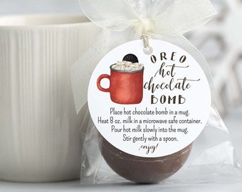 Editable Hot Chocolate Bomb Tag or Sticker Valentines Day | Etsy