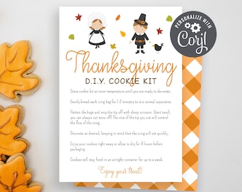 Editable DIY Cookie Kit Instructions Printable Thanksgiving | Etsy