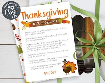 Editable Thanksgiving DIY Cookie Kit Instructions Cookie - Etsy