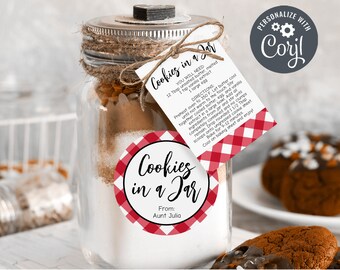 Editable Cookie in a Jar Instructions Tag and Sticker - Etsy