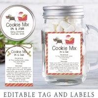 Editable Christmas Gift Tag Template, Cookie Jar Mix Tag, Christmas ...