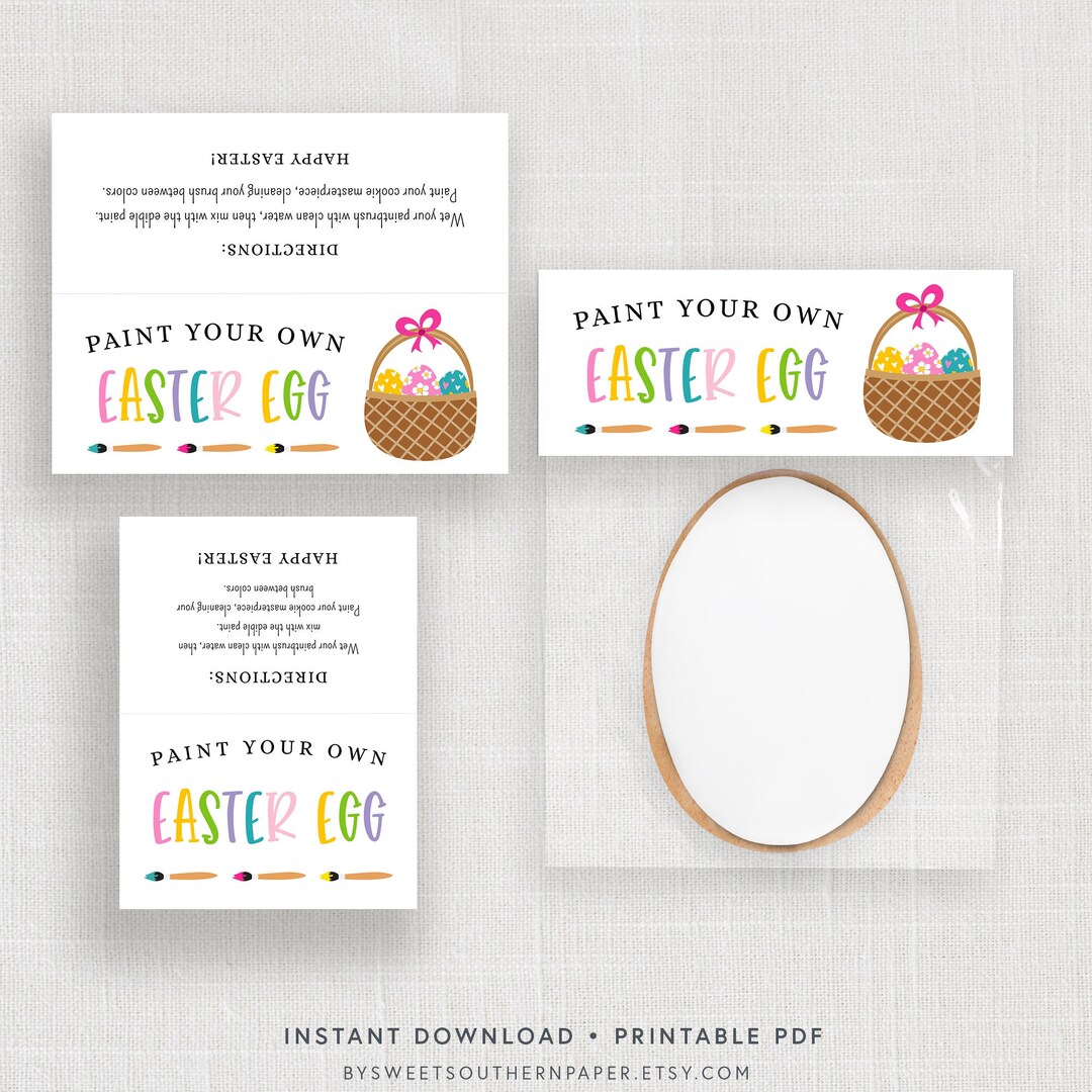 Printable Easter Paint Your Own Cookie Bag Topper, Paint Your Own ...