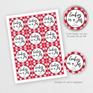 Editable Cookie in a Jar Instructions Tag and Sticker, Printable Cookie ...