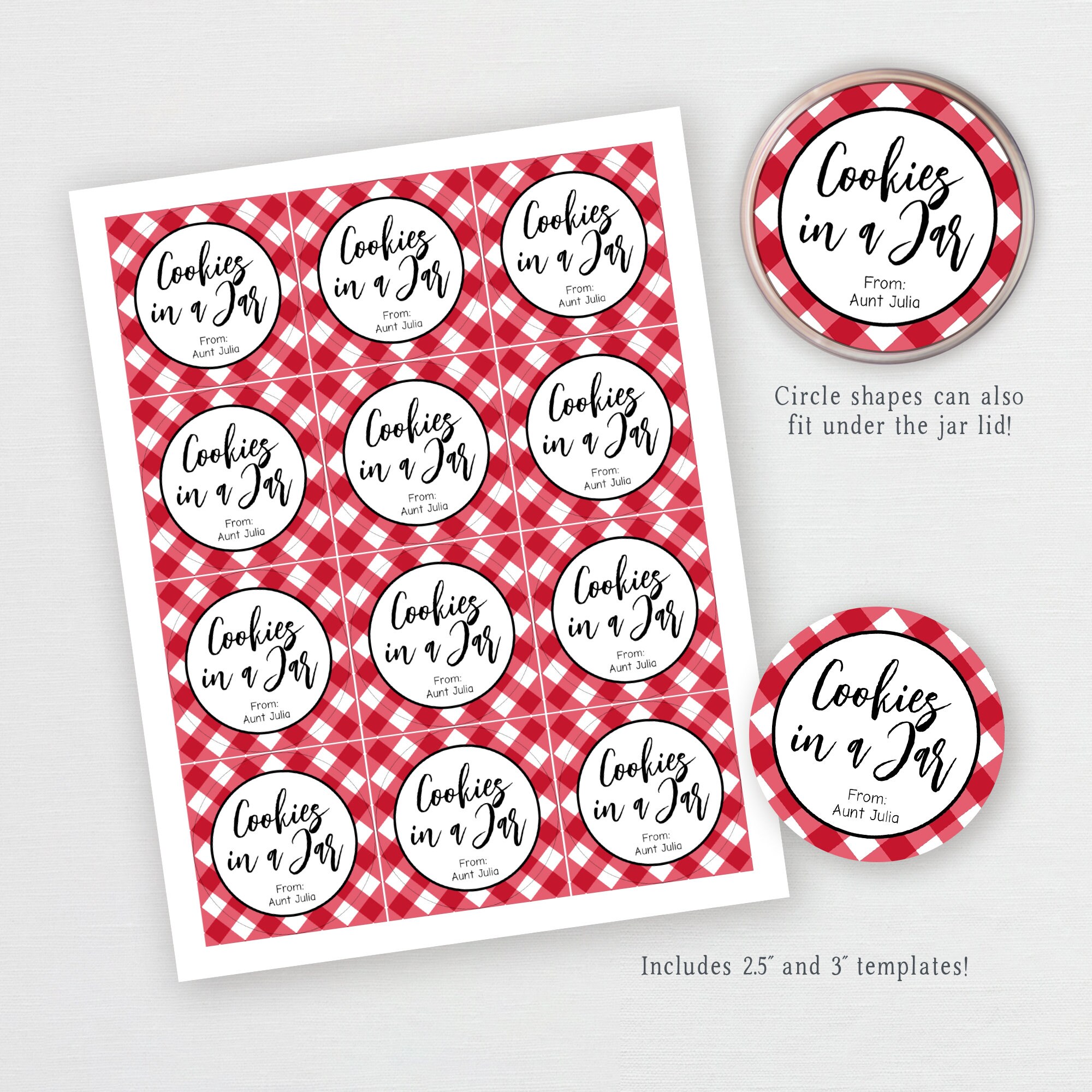 Editable Cookie in a Jar Instructions Tag and Sticker - Etsy