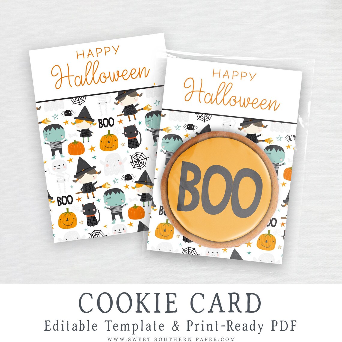 Editable Halloween Cookie Card Editable Cookie Packaging - Etsy