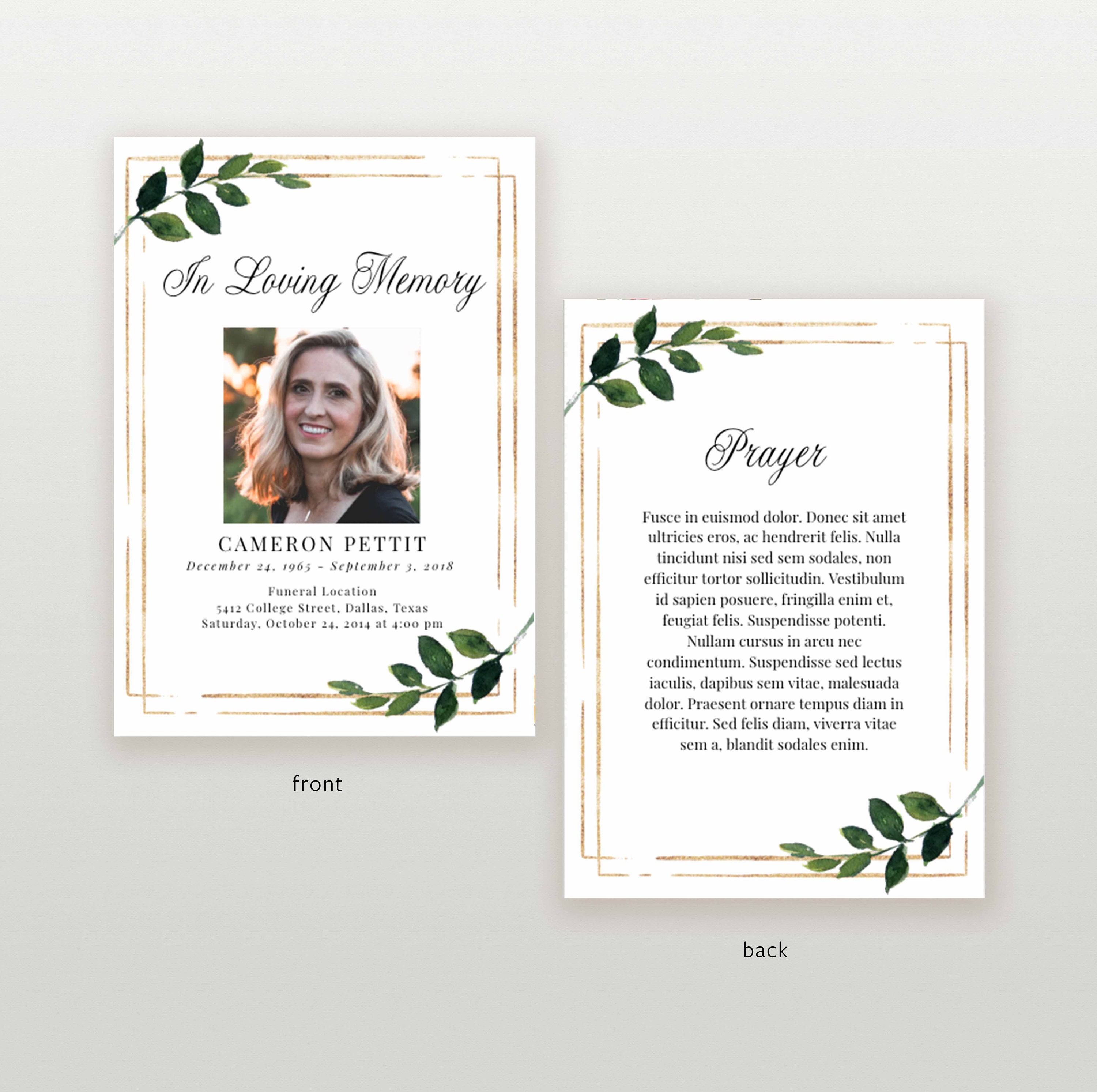 Printable Prayer Card With Photo Template | EDITABLE INSTANT DOWNLOAD ...