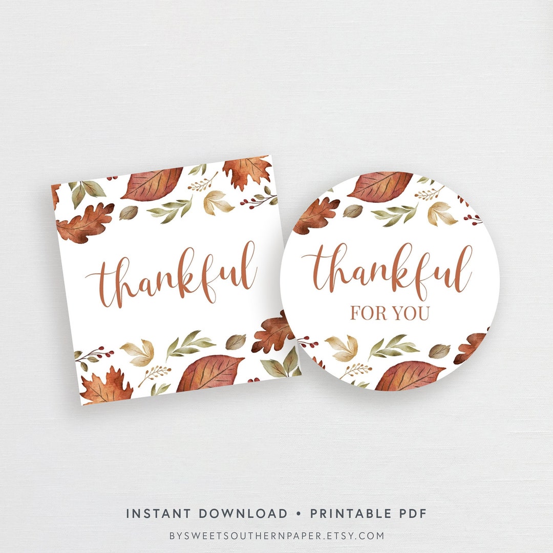 Printable Thankful for You Tag or Sticker, Thanksgiving Cookie Tag ...