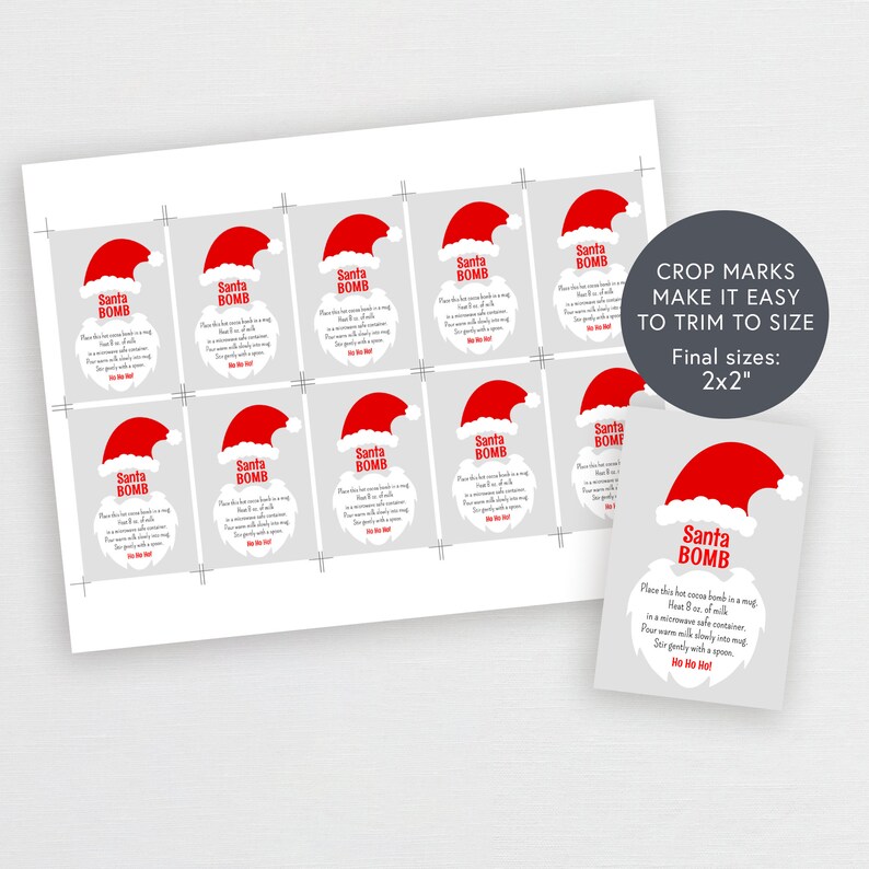 Editable Santa Bomb Christmas Hot Chocolate Bomb Tag or | Etsy