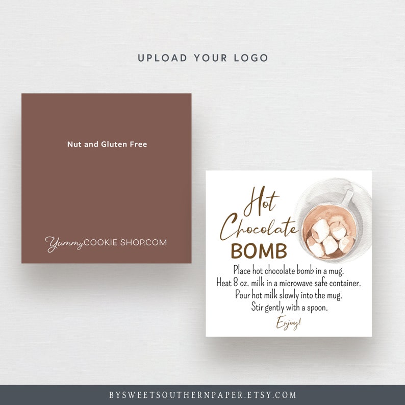 Editable Hot Chocolate Bomb Tag or Sticker Valentines Day | Etsy