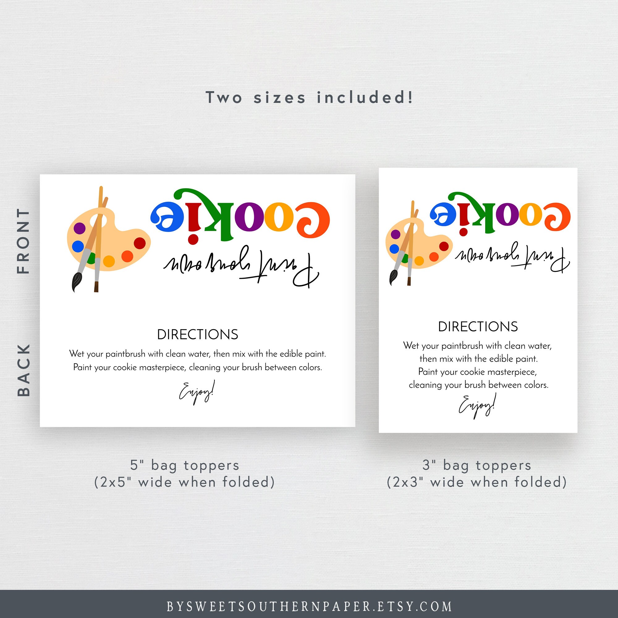 Printable Paint Your Own Cookie Bag Topper Template Simple PYO Cookie ...