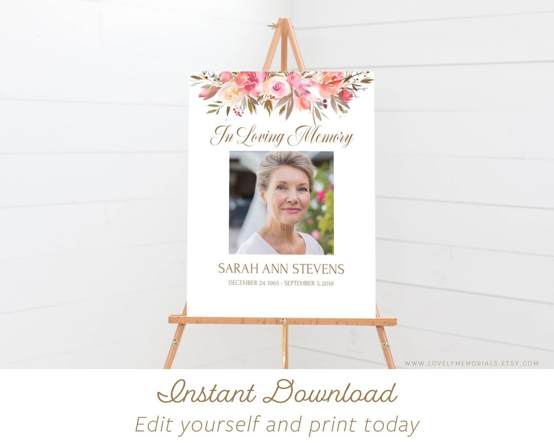Printable Funeral Sign Template | Celebration of Life Easel Sign ...