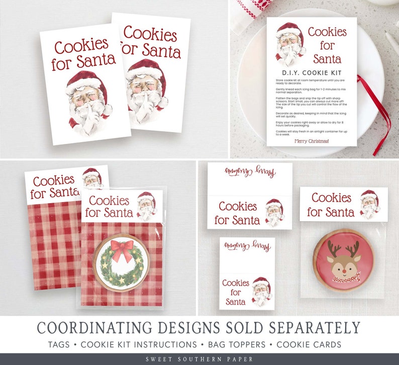 Printable Cookies for Santa Bag Topper Christmas Cookie Bag - Etsy