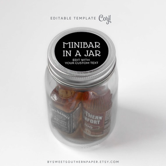 Editable Bar in a Jar Label Printable Groomsman Gift | Etsy