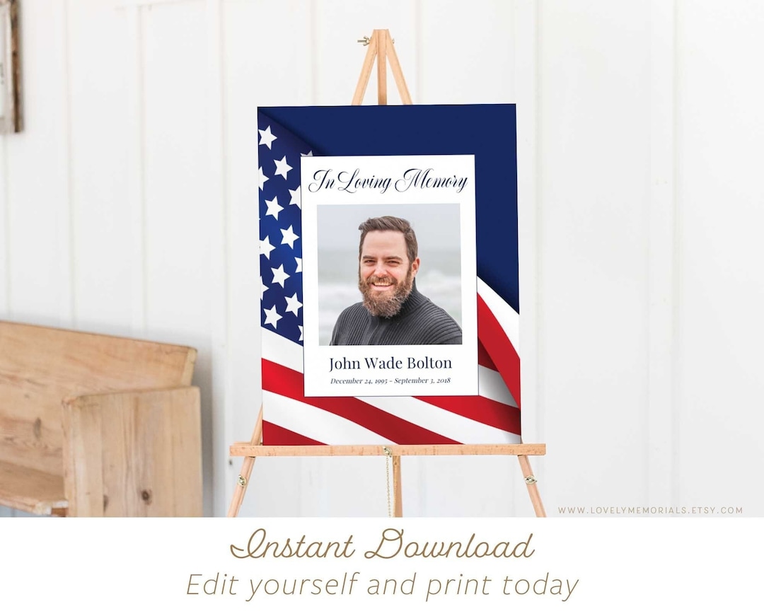 American Flag Welcome Sign for Funeral | Military Celebration of Life ...