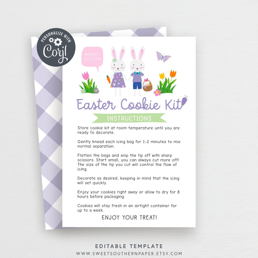 Editable Easter Cookie Kit Instructions | DIY Cookie Instructions ...