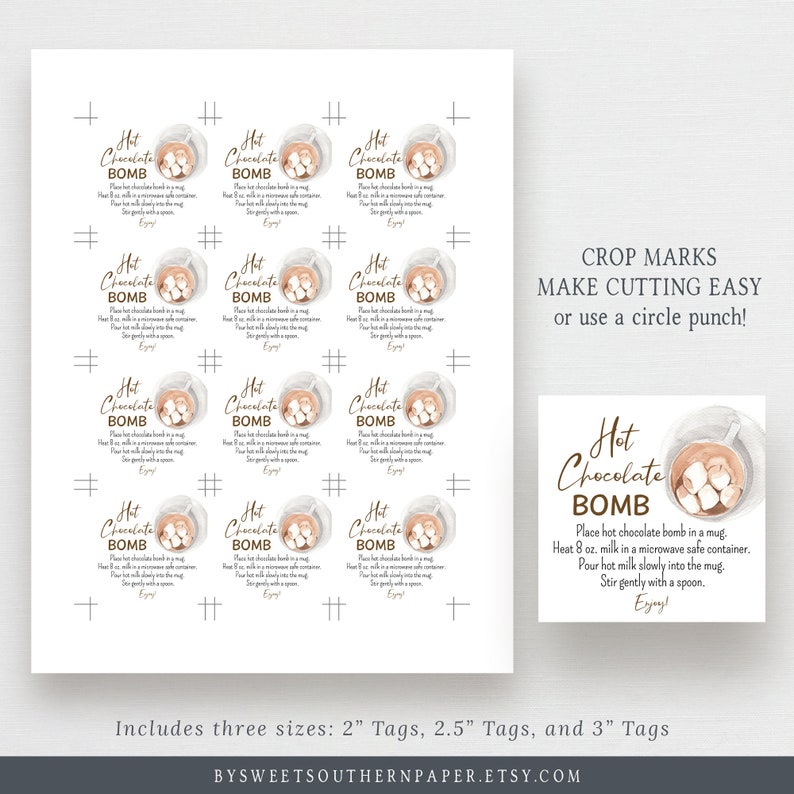 Editable Hot Chocolate Bomb Tag or Sticker Valentines Day | Etsy