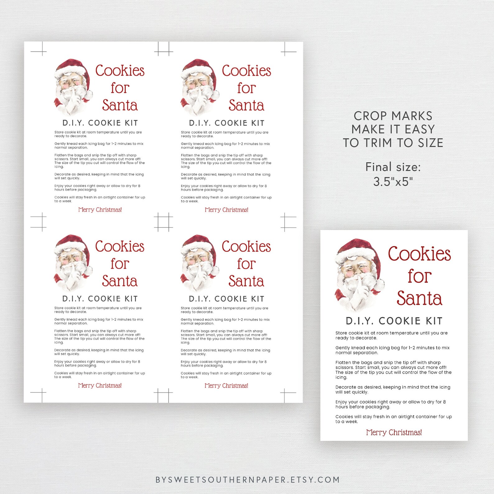 Editable Cookies for Santa DIY Cookie Kit Instructions - Etsy