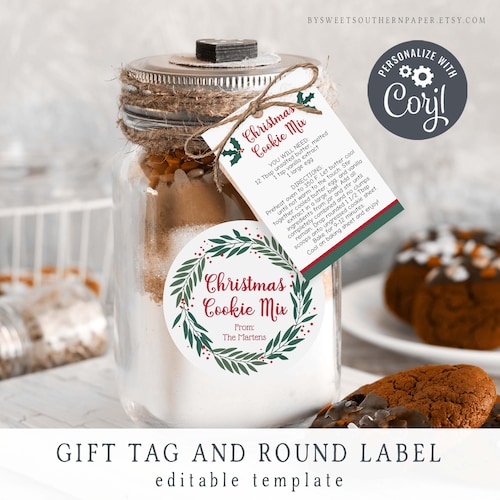 Editable Christmas Gift Tag Template Cookie Jar Mix Tag - Etsy