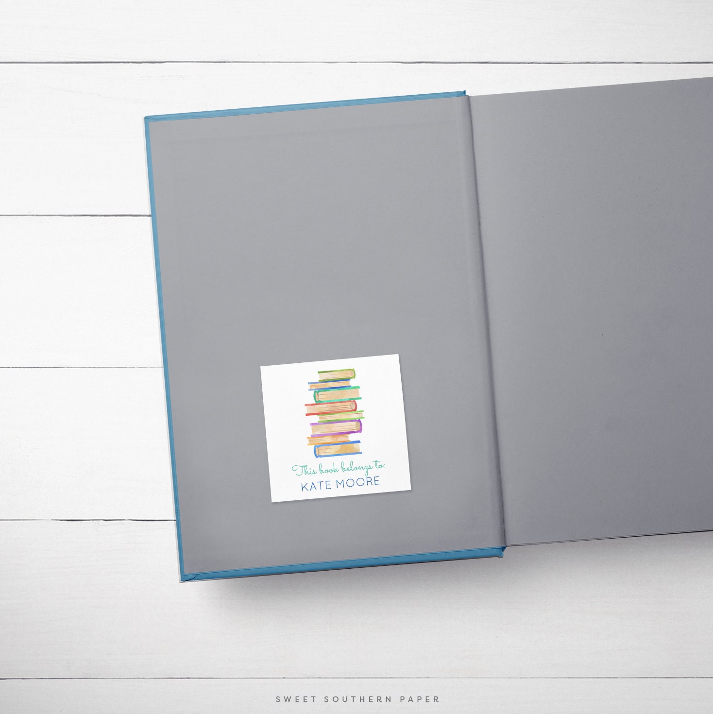 Printable Bookplate Sticker | Watercolor Books Sticker | Printable ...
