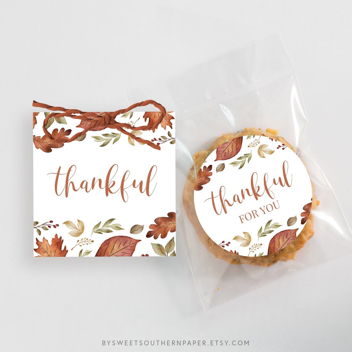 Printable Thankful for You Tag or Sticker Thanksgiving Cookie - Etsy