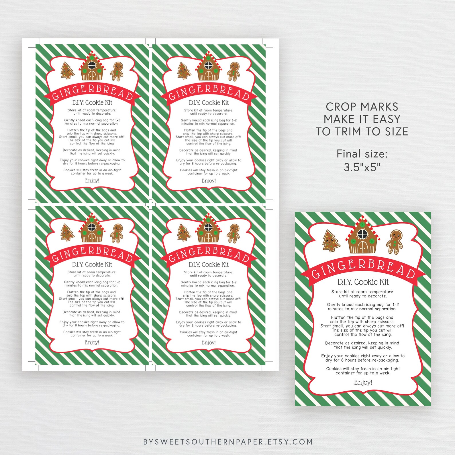 Editable Gingerbread DIY Cookie Kit Instructions Template, Christmas ...