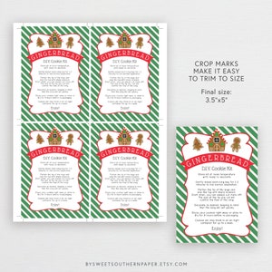 Editable Gingerbread DIY Cookie Kit Instructions Template, Christmas ...