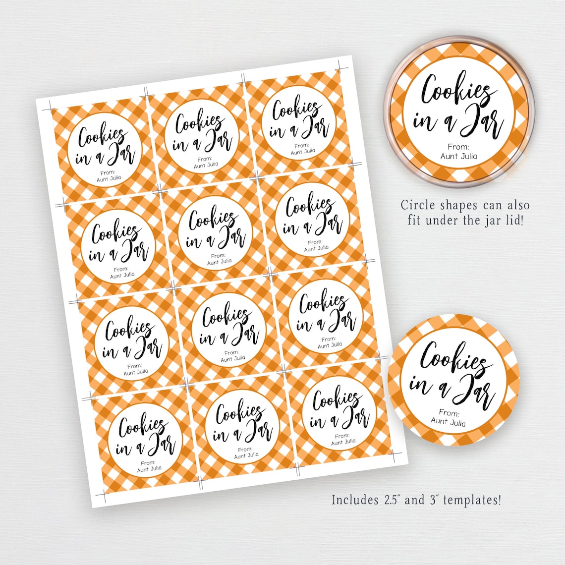 Editable Cookie in a Jar Instructions Tag and Sticker, Printable Cookie ...