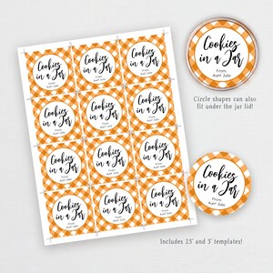 Editable Cookie in a Jar Instructions Tag and Sticker, Printable Cookie ...
