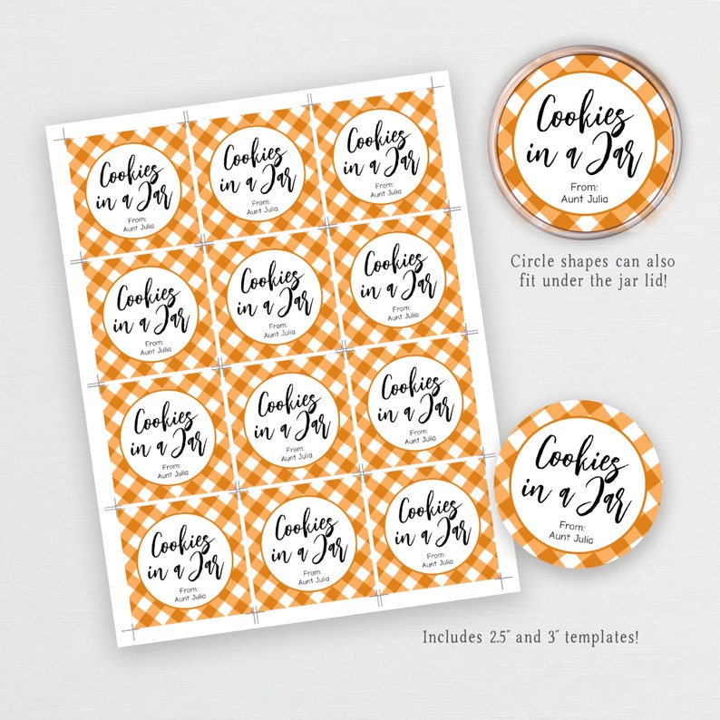 Editable Cookie in a Jar Instructions Tag and Sticker, Printable Cookie ...
