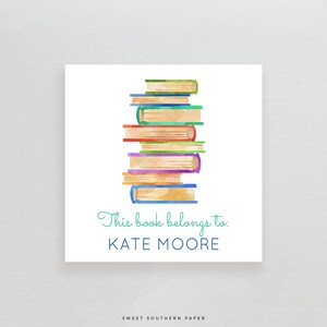 Printable Bookplate Sticker | Watercolor Books Sticker | Printable ...