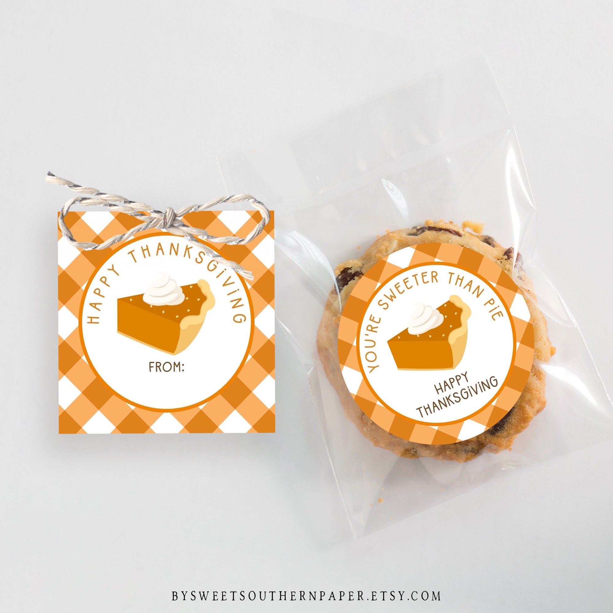 Printable Pie Cookie Tag or Sticker| Happy Thanksgiving Favor Tag ...