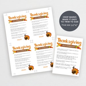 Editable DIY Cookie Kit Instructions | Printable Thanksgiving Cookie ...