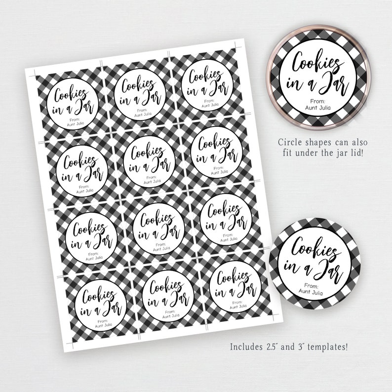 Editable Cookie in a Jar Instructions Tag and Sticker, Printable Cookie ...