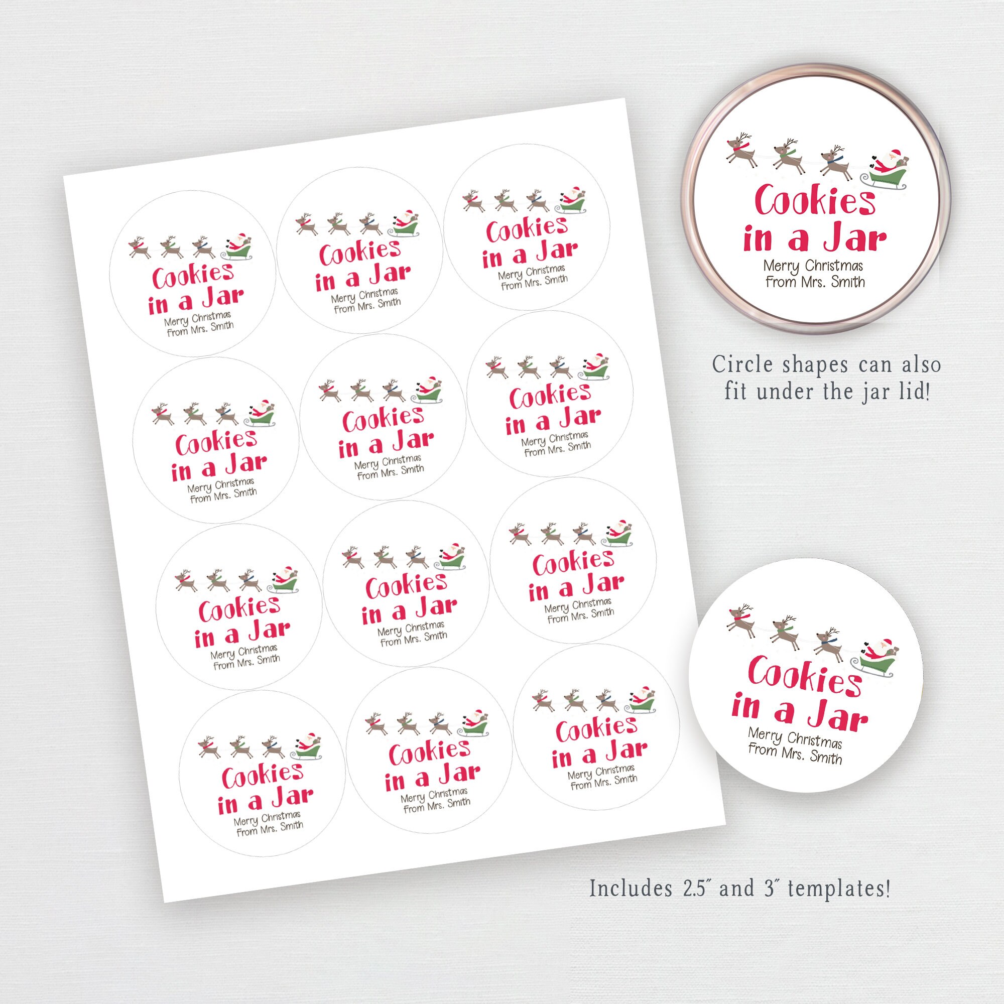 Editable Holiday Cookie in a Jar Instructions Label Christmas - Etsy