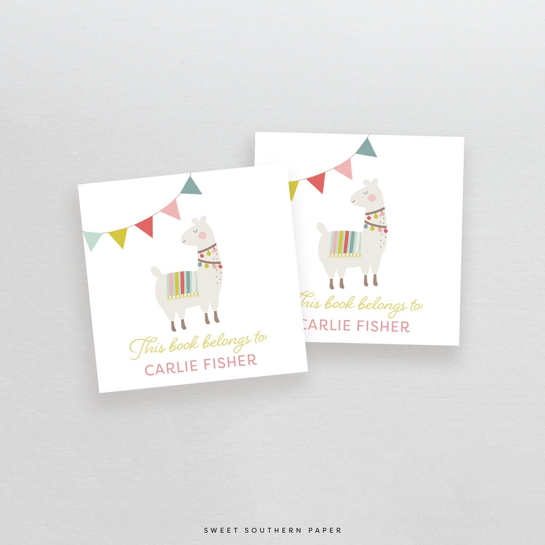 Printable Llama Bookplate Sticker | Girl Libary Sticker | Printable ...