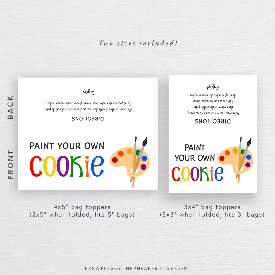 Editable Paint Your Own Cookie Bag Topper Template Simple PYO - Etsy