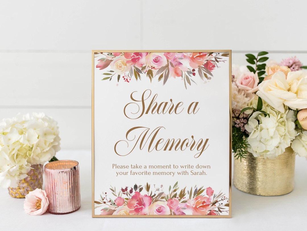 Coral Printable Share a Memory | Coral Funeral Sign Template ...