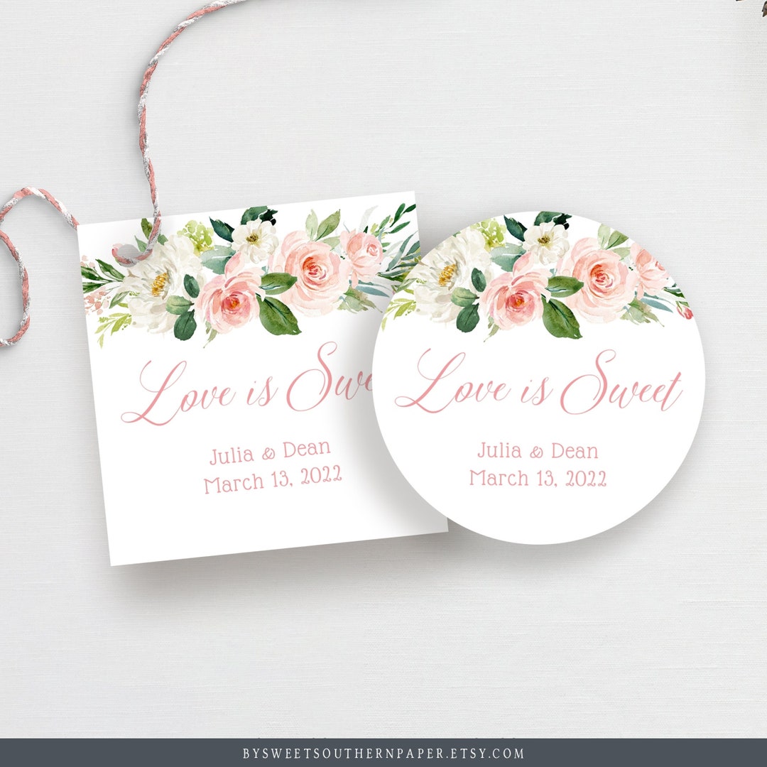 Editable Love is Sweet Favor Tag or Sticker, Fall Floral Wedding Favor ...