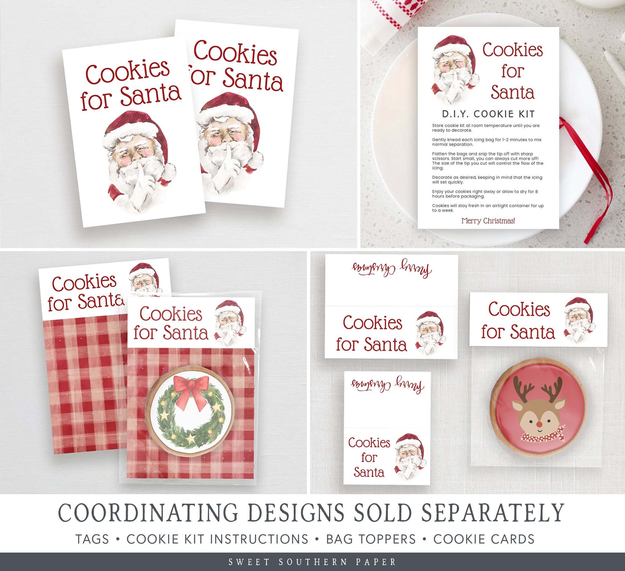 Printable Cookies for Santa Bag Topper, Christmas Cookie Bag Topper ...