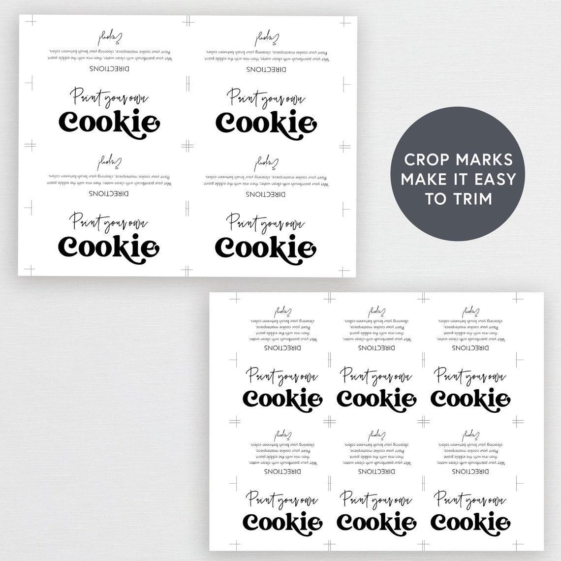 Editable Paint Your Own Cookie Bag Topper Template Black and - Etsy